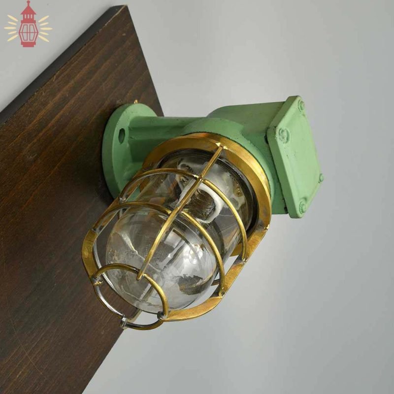 Vintage Brass Caged Bulkhead Light | NauticLamps